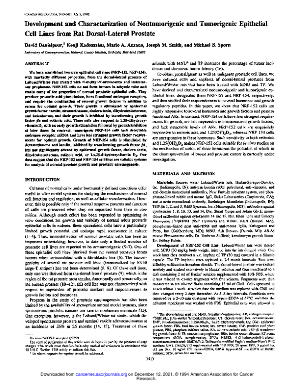 (PDF) Development and characterization of nontumorigenic and ...