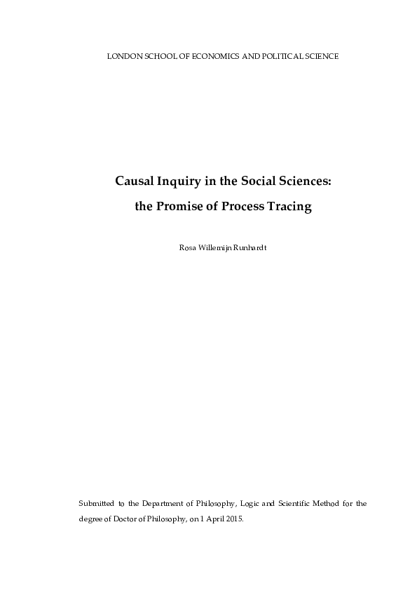 (PDF) Causal inquiry in the social sciences : the promise of process tracing | Rosa W Runhardt ...