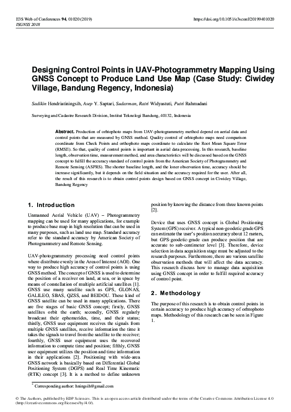 Pdf Designing Control Points In Uav Photogrammetry Mapping Using Gnss