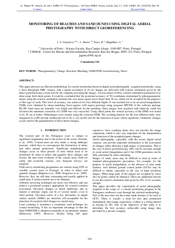 (PDF) Monitoring of Beaches and Sand Dunes Using Digital Aerial ...