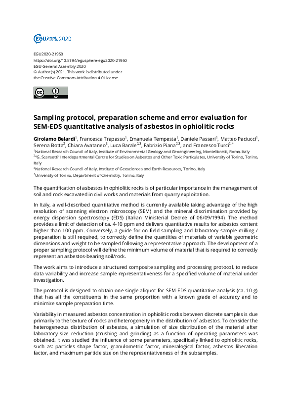 Pdf Sampling Protocol Preparation Scheme And Error Evaluation For Sem Eds Quantitative