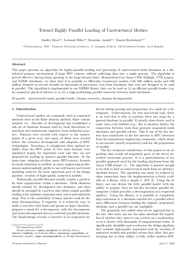 (PDF) Toward highly parallel loading of unstructured meshes
