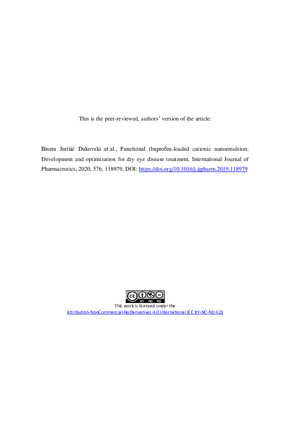 Pdf Cationic Nanoemulsion For Dry Eye Treatment