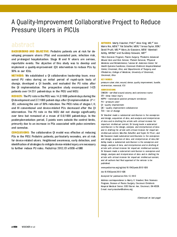 (PDF) A Quality-Improvement Collaborative Project to Reduce Pressure ...
