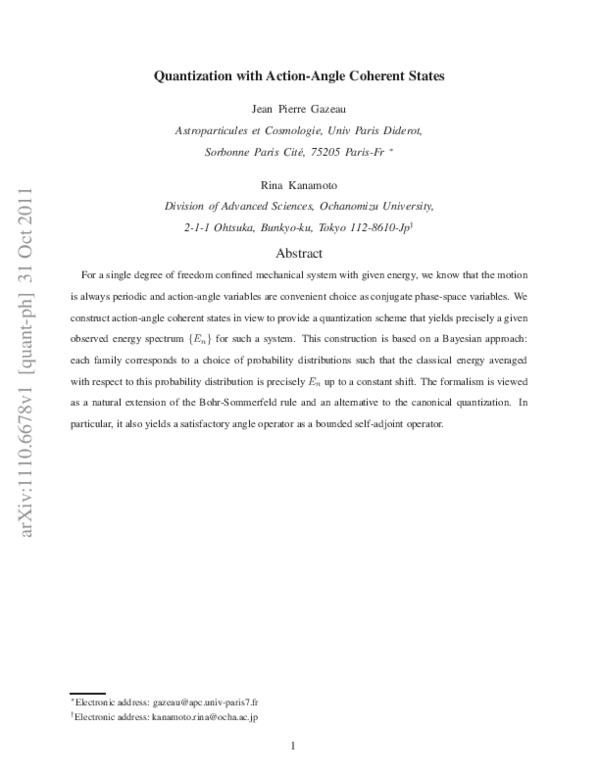 (PDF) Quantization with Action-Angle Coherent States