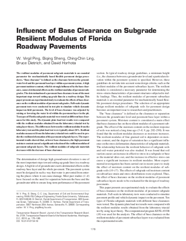 (PDF) Influence of Base Clearance on Subgrade Resilient Modulus of ...