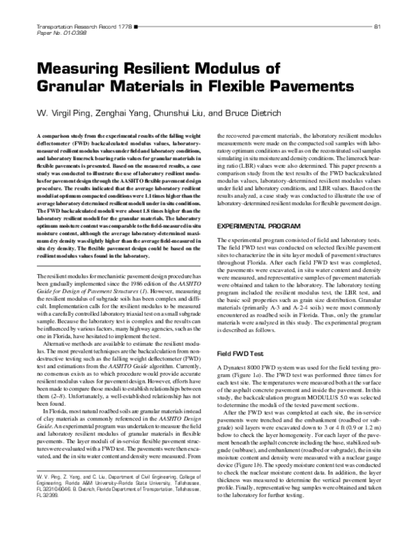 (PDF) Measuring Resilient Modulus of Granular Materials in Flexible Pavements