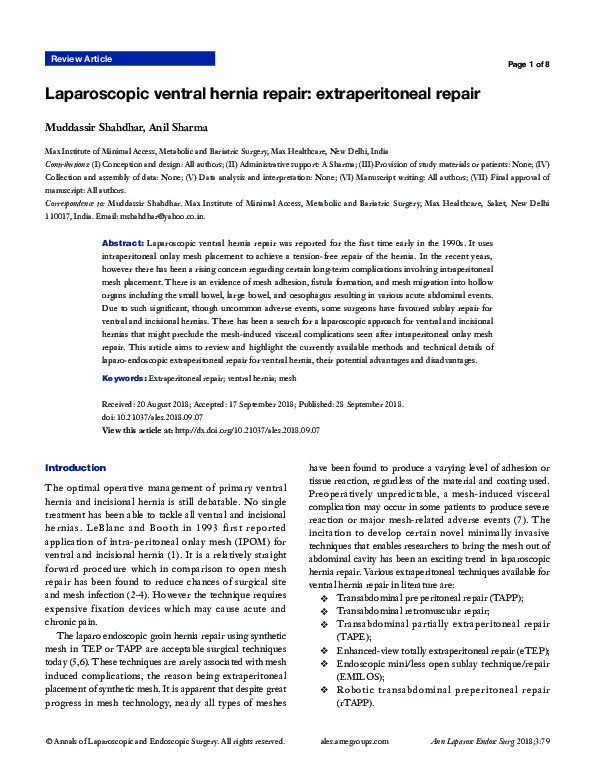 (PDF) Sigmoido-vesical fistula secondary to hernia mesh migration; a long-term rare complication ...