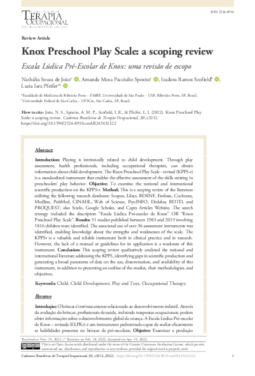 (PDF) Knox Preschool Play Scale: a scoping review