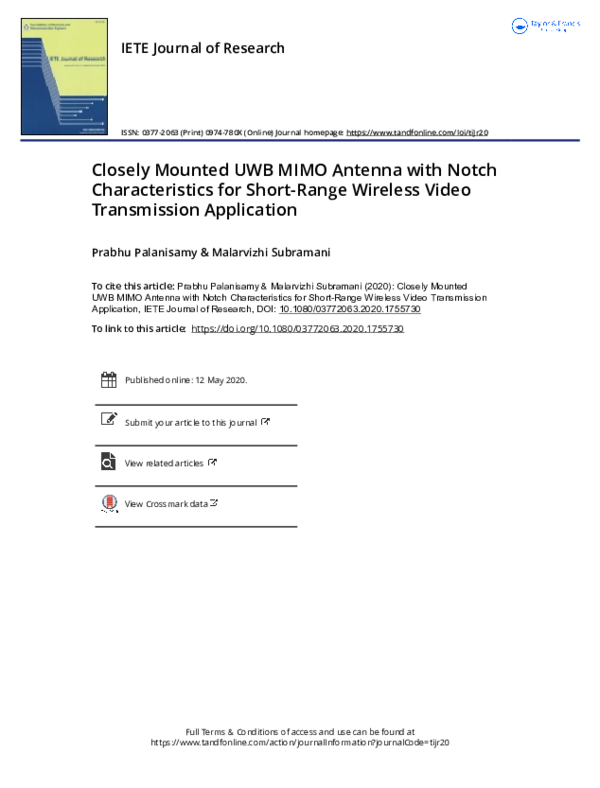 (PDF) Closely Mounted UWB MIMO Antenna with Notch Characteristics for ...