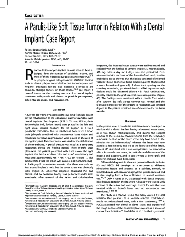 (PDF) A Parulis-Like Soft Tissue Tumor in Relation with a Dental ...