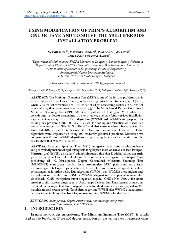 (PDF) Using Modification of Prim’s Algorithm and Gnu Octave and to Solve the Multiperiods ...