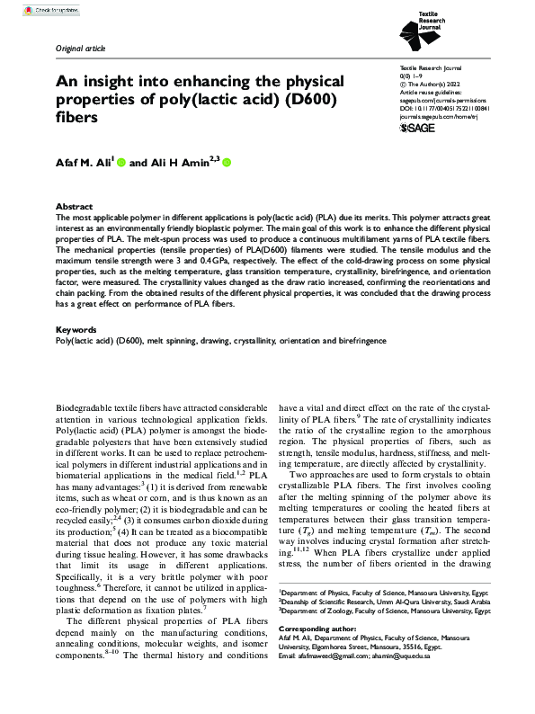 (PDF) An insight into enhancing the physical properties of poly(lactic ...