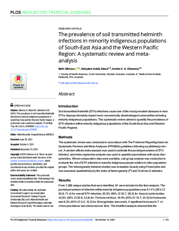 (PDF) The prevalence of soil transmitted helminth infections in ...