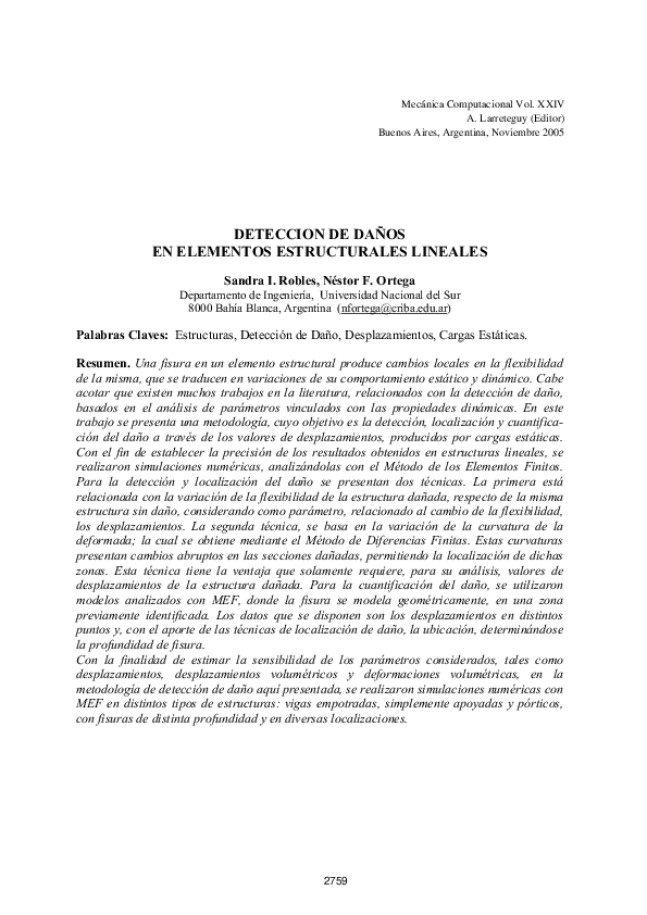 (PDF) Detección de Daños en Elementos Estructurales Lineales