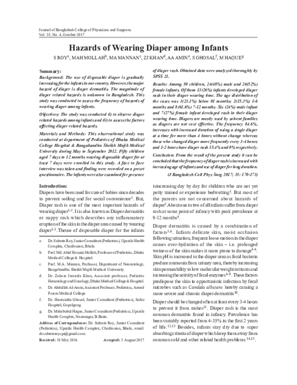 (PDF) Hazards of Wearing Diaper among Infants