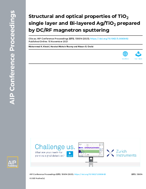(PDF) Structural and optical properties of TiO2 single layer and Bi ...