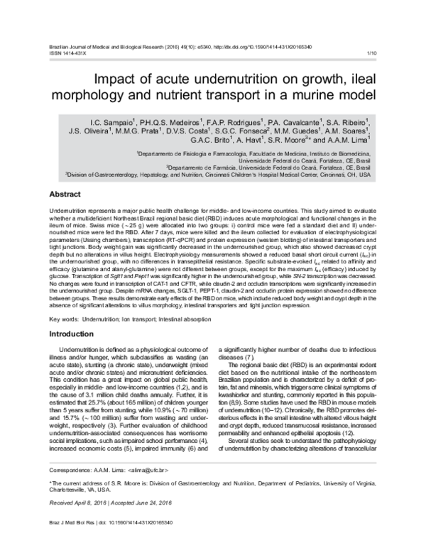 (PDF) Impact of acute undernutrition on growth, ileal morphology and ...