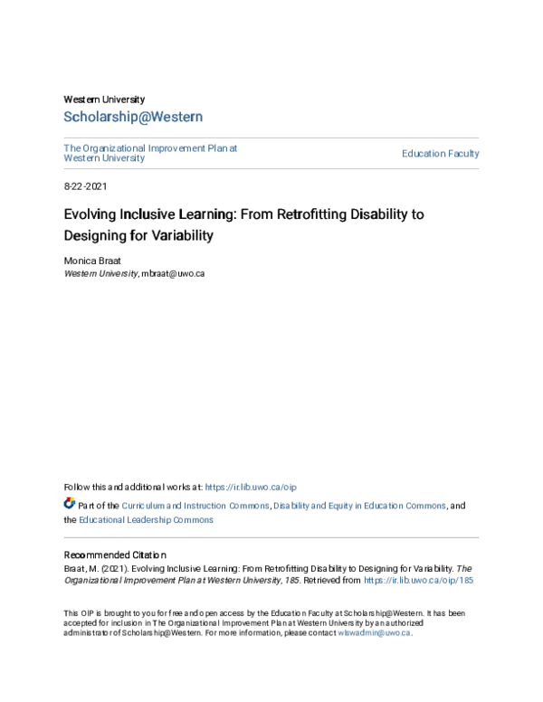 (PDF) Evolving Inclusive Learning: From Retrofitting Disability to ...