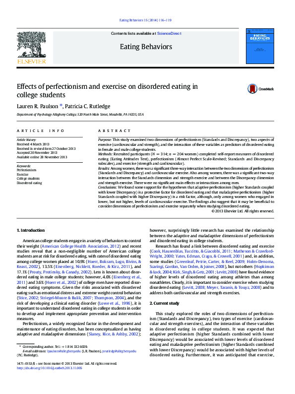 (PDF) Effects of perfectionism and exercise on disordered eating in ...