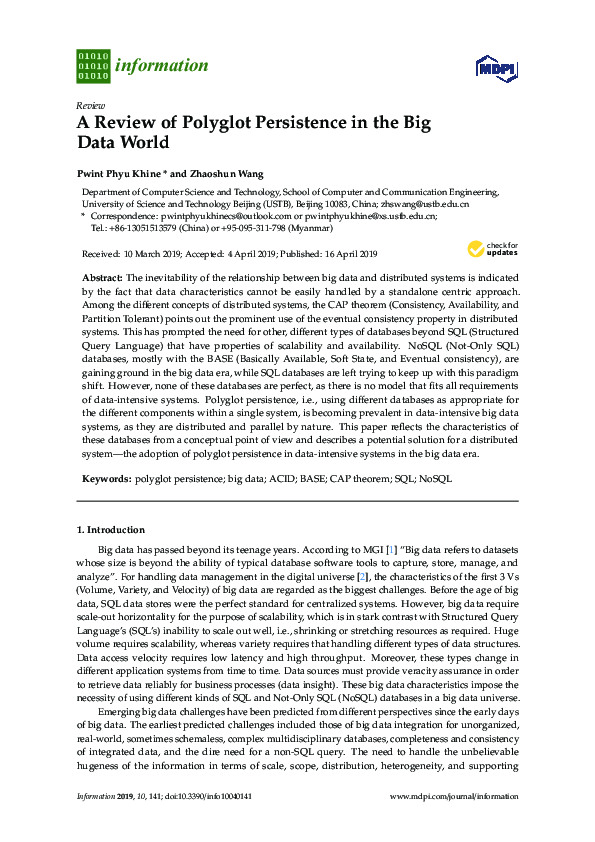 (PDF) A Review of Polyglot Persistence in the Big Data World | Pwint ...