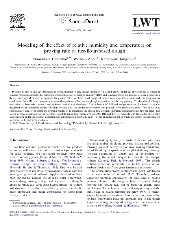 (PDF) Modeling of the effect of relative humidity and temperature on proving rate of rice-flour ...