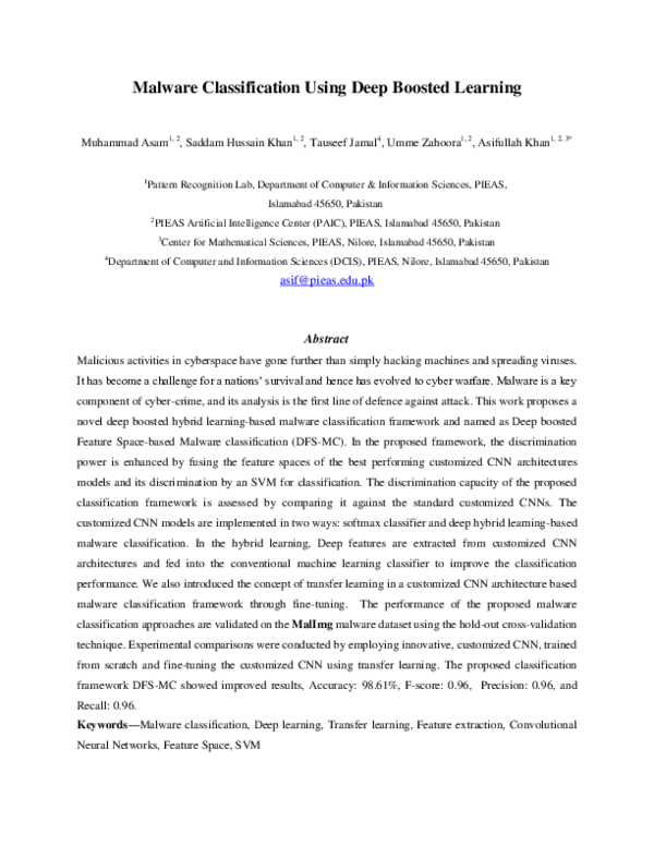 (PDF) Malware Classification Using Deep Boosted Learning
