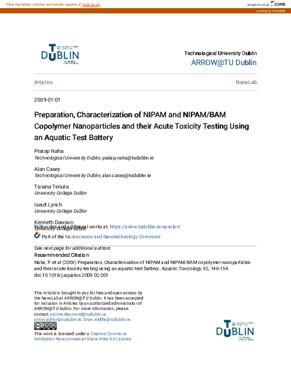 (PDF) Preparation, characterization of NIPAM and NIPAM/BAM copolymer ...