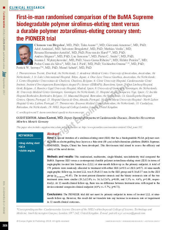 (PDF) First-in-man randomized comparison of BuMA Supreme biodegradable ...