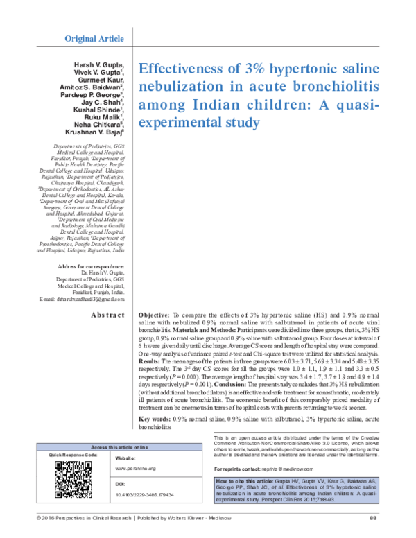 (PDF) Effectiveness of 3% hypertonic saline nebulization in acute ...