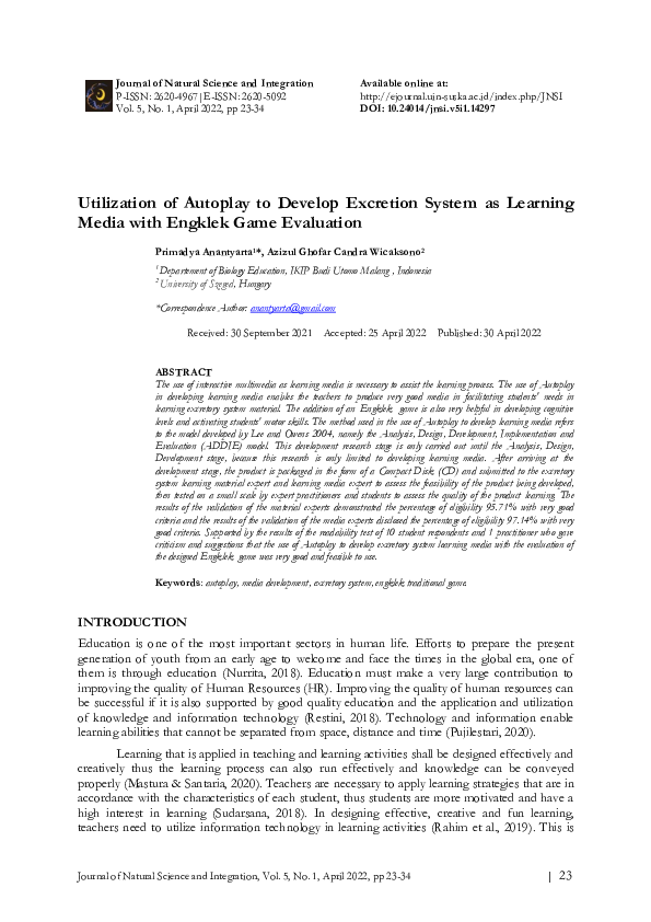 (PDF) Utilization of Autoplay to Develop Excretion System as Learning ...