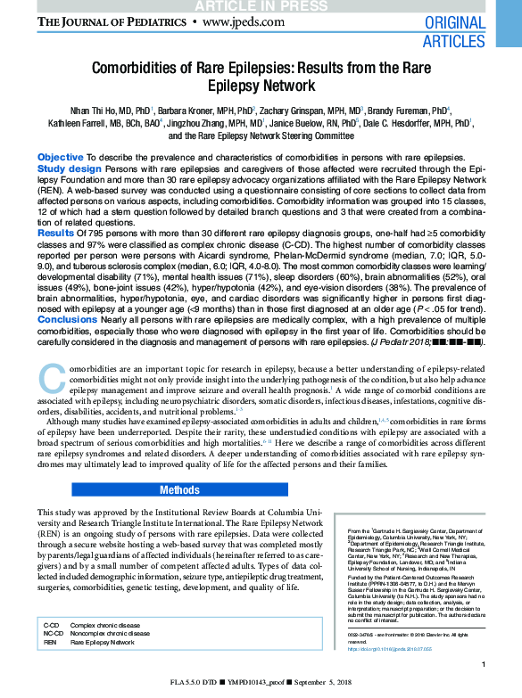 (PDF) Comorbidities of Rare Epilepsies: Results from the Rare Epilepsy ...