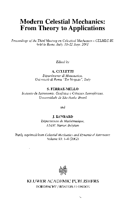 (PDF) Modern Celestial Mechanics: From Theory to Applications