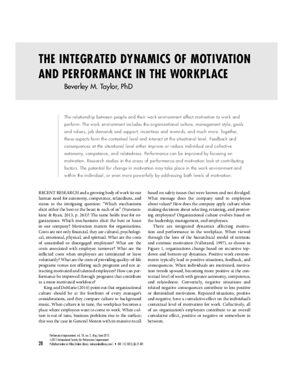(PDF) The Integrated Dynamics of Motivation and Performance in the ...