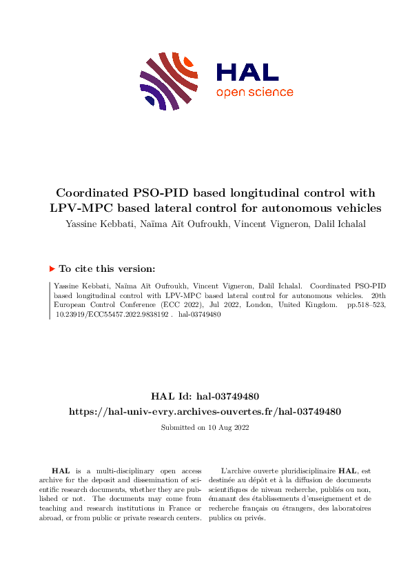 (PDF) Coordinated PSO-PID based longitudinal control with LPV-MPC based lateral control for ...