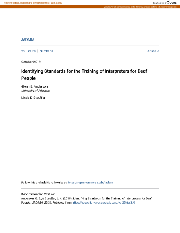 (PDF) Identifying standards for the training of interpreters for deaf ...
