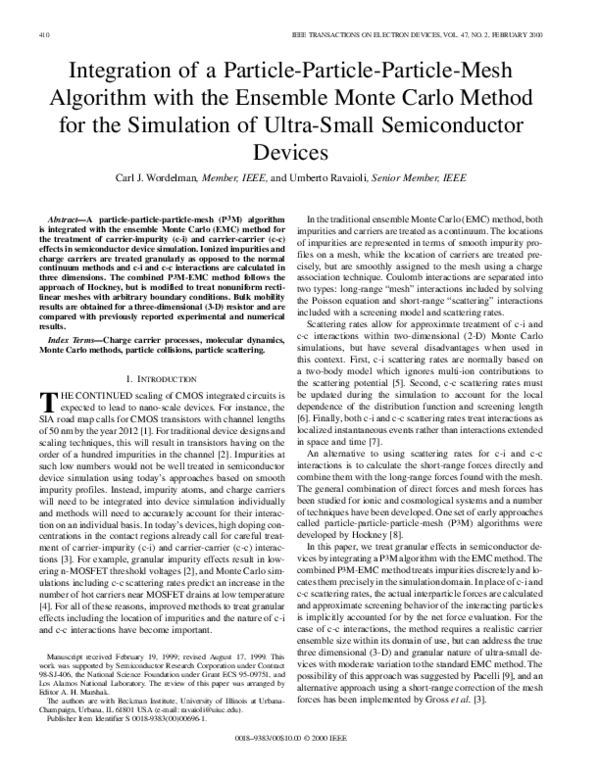 Pdf Integration Of A Particle Particle Particle Mesh Algorithm With The Ensemble Monte Carlo