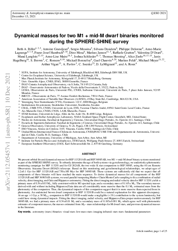 (PDF) Dynamical masses for two M1 + mid-M dwarf binaries monitored ...