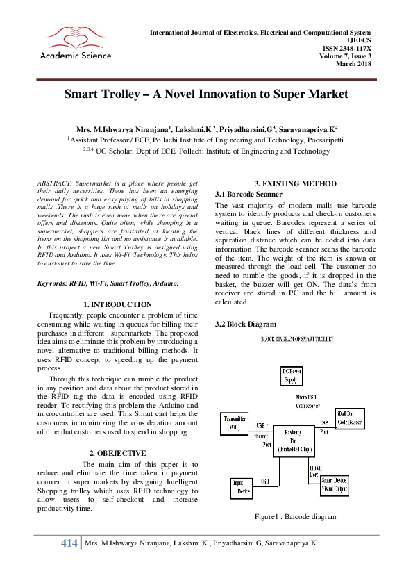 (PDF) Smart Trolley-A Novel Innovation to Super Market
