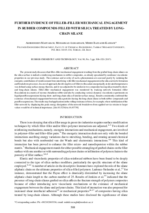 (PDF) Further Evidence of Filler–Filler Mechanical Engagement in Rubber ...