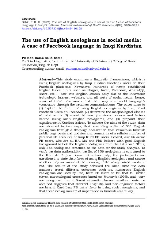 (PDF) use of English neologisms in social media