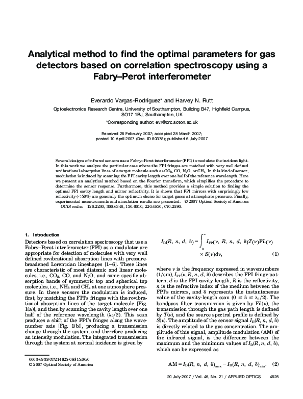 Pdf Analytical Method To Find The Optimal Parameters For Gas