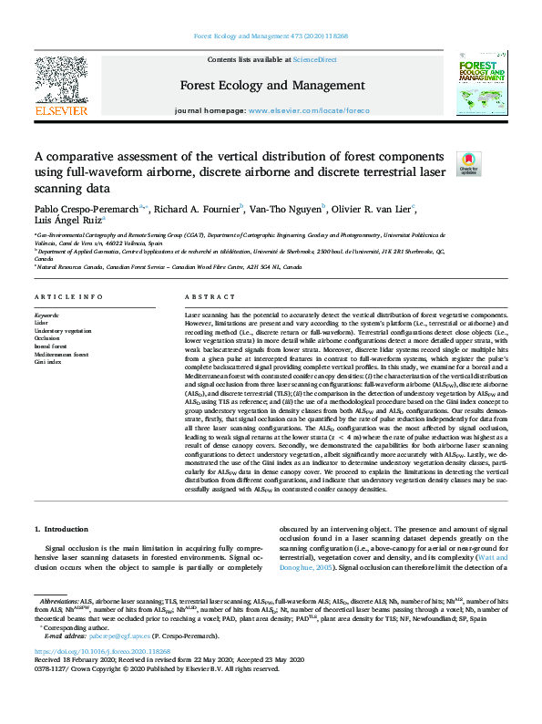 Pdf A Comparative Assessment Of The Vertical Distribution Of Forest Components Using Full