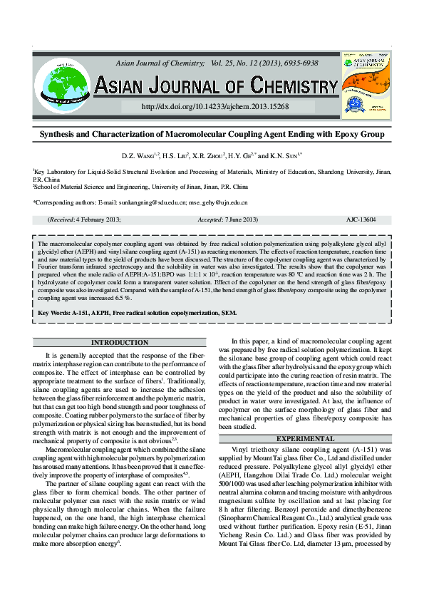 (PDF) Synthesis and Characterization of a Macromolecular Surface ...