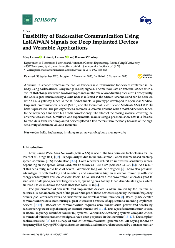 (PDF) Feasibility of Backscatter Communication Using LoRAWAN Signals for Deep Implanted Devices ...