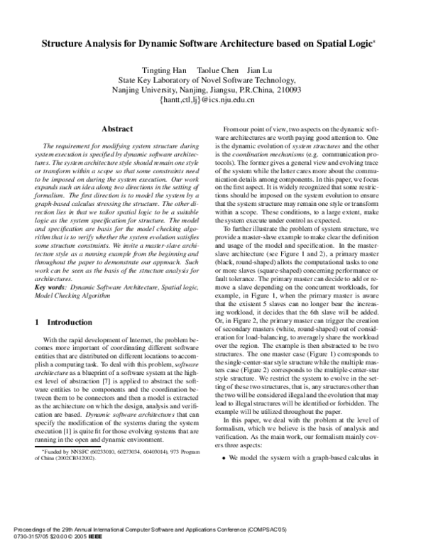 (PDF) Structure Analysis for Dynamic Software Architecture Based on Spatial Logic