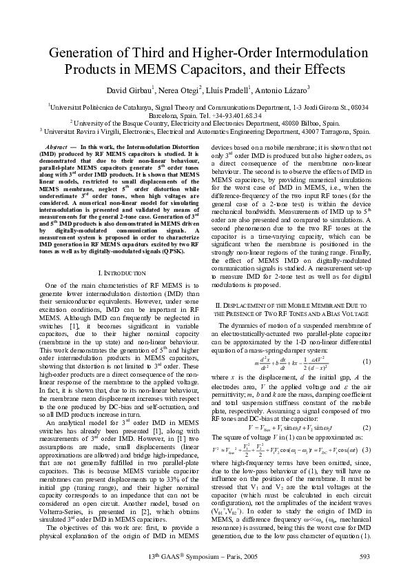 Pdf Generation Of Third And Higher Order Intermodulation Products In
