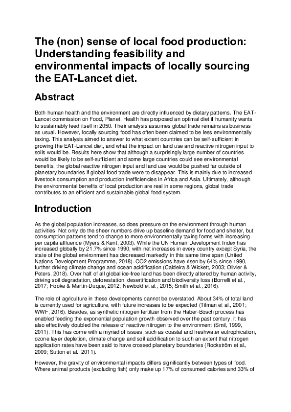 (PDF) The (non) sense of local food production: Understanding ...