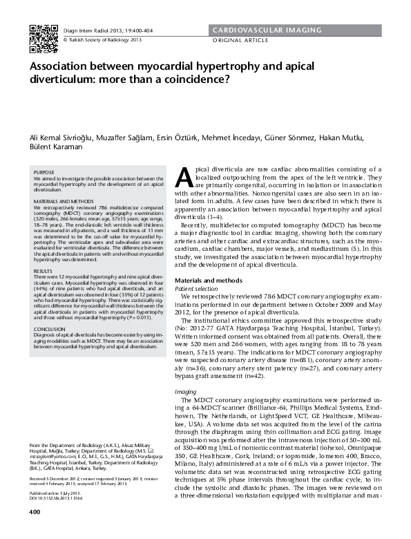 (PDF) Association between myocardial hypertrophy and apical ...