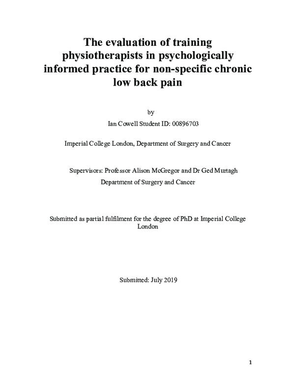 (PDF) The evaluation of training physiotherapists in psychologically ...